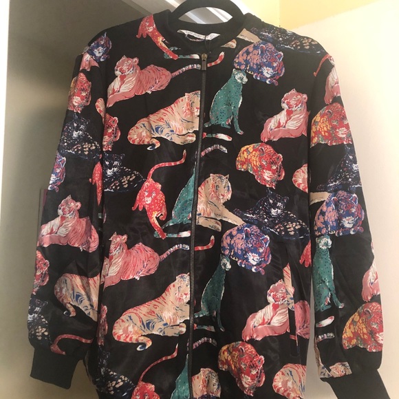 Zara | Jackets & Coats | Vintage Zara Tiger Print Oversized Bomber ...